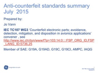 External Anti-counterfeit standards July 14th 2015 | PPT