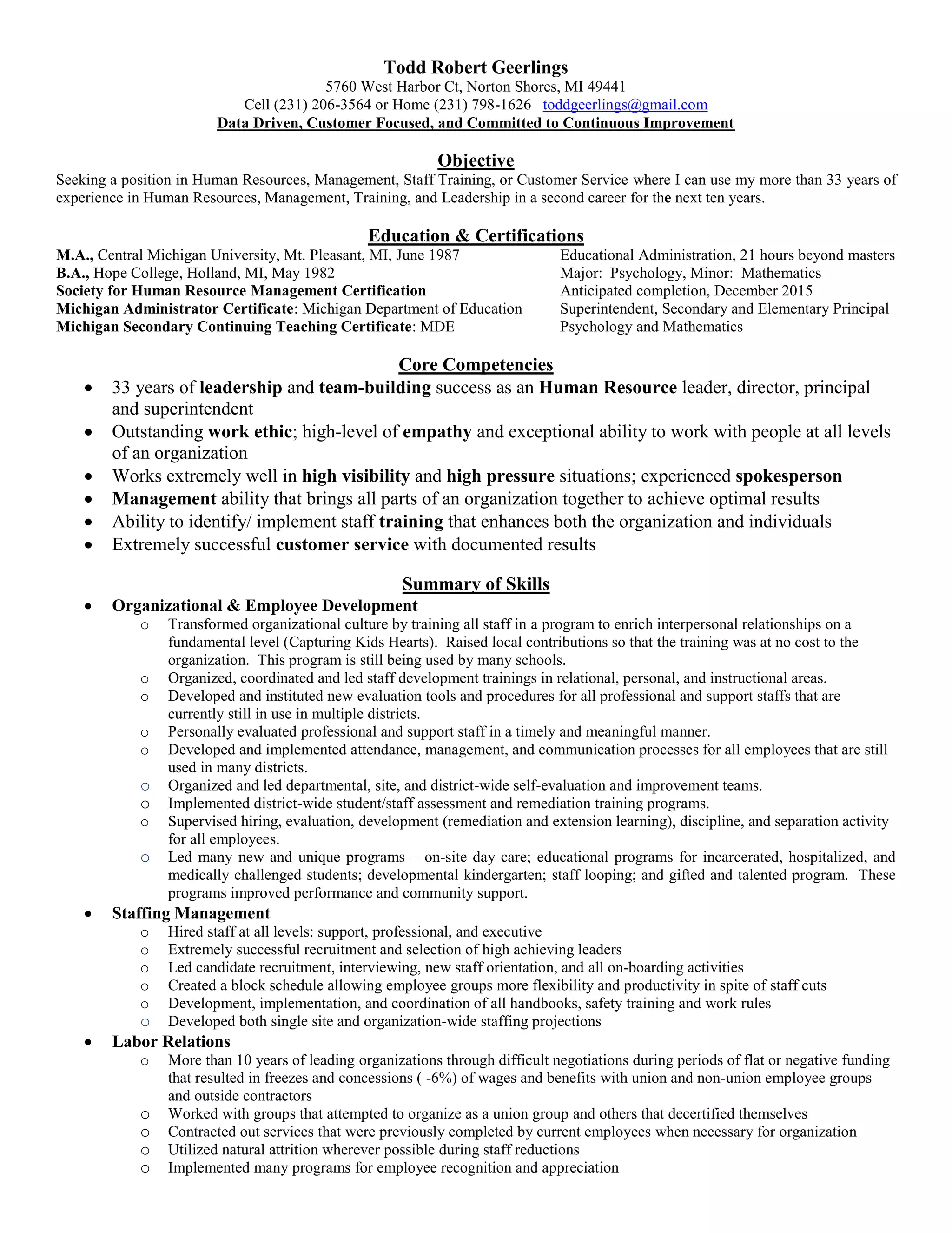 Todd Geerlings Resume - HR, M, T, CS, 2015 - FINAL | PDF