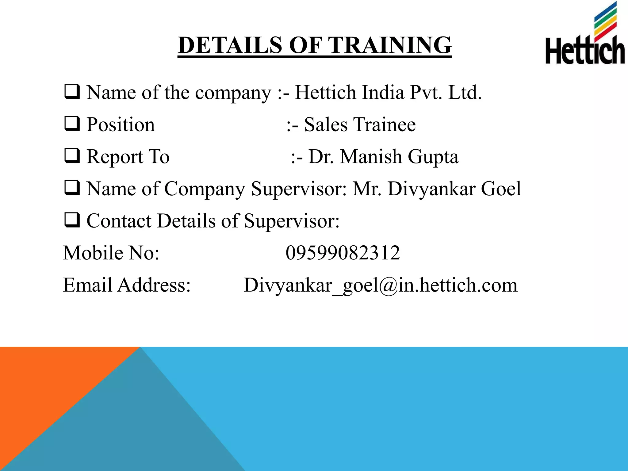 Internship HETTICH | PPTX