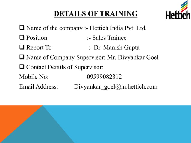 Internship HETTICH | PPT