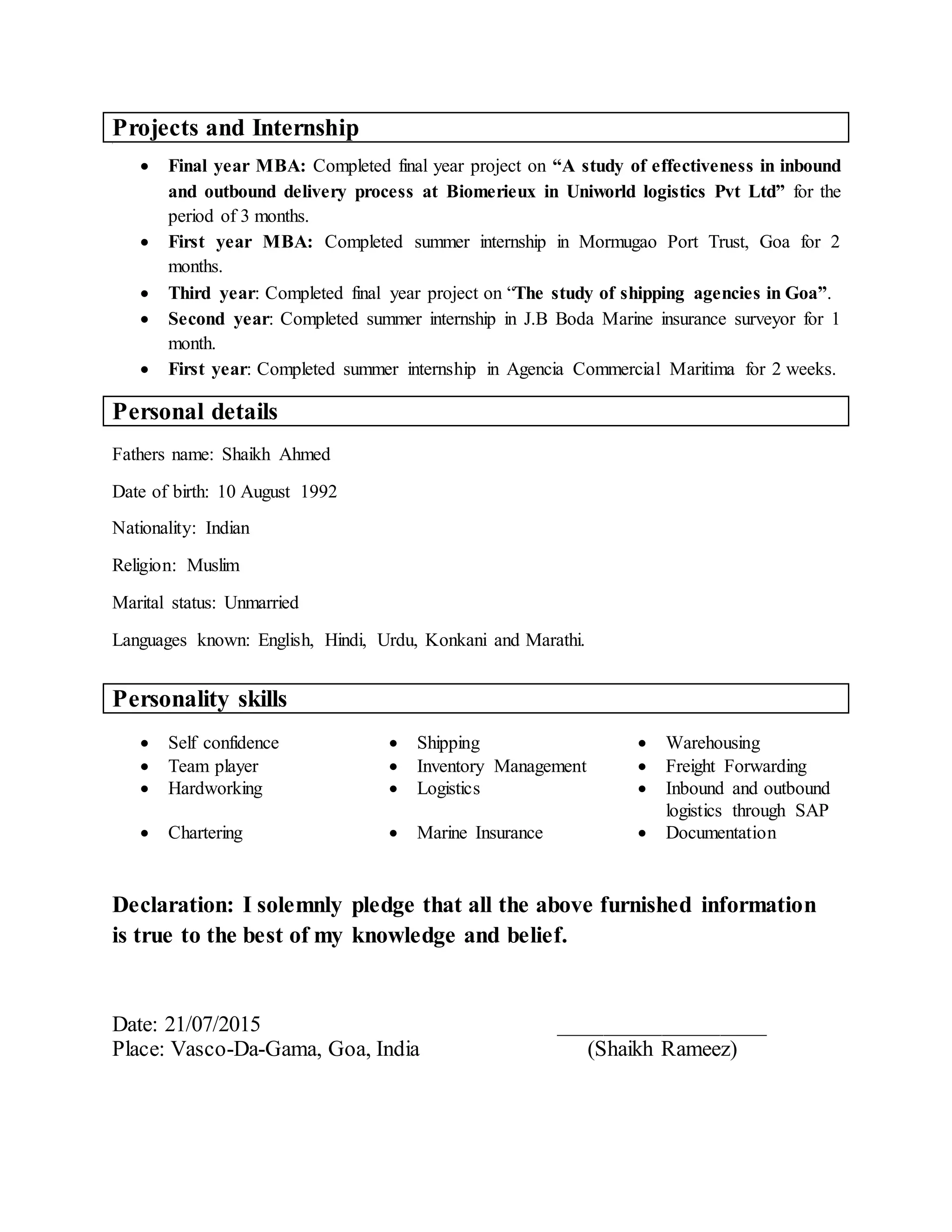 Rameez Resume | DOCX
