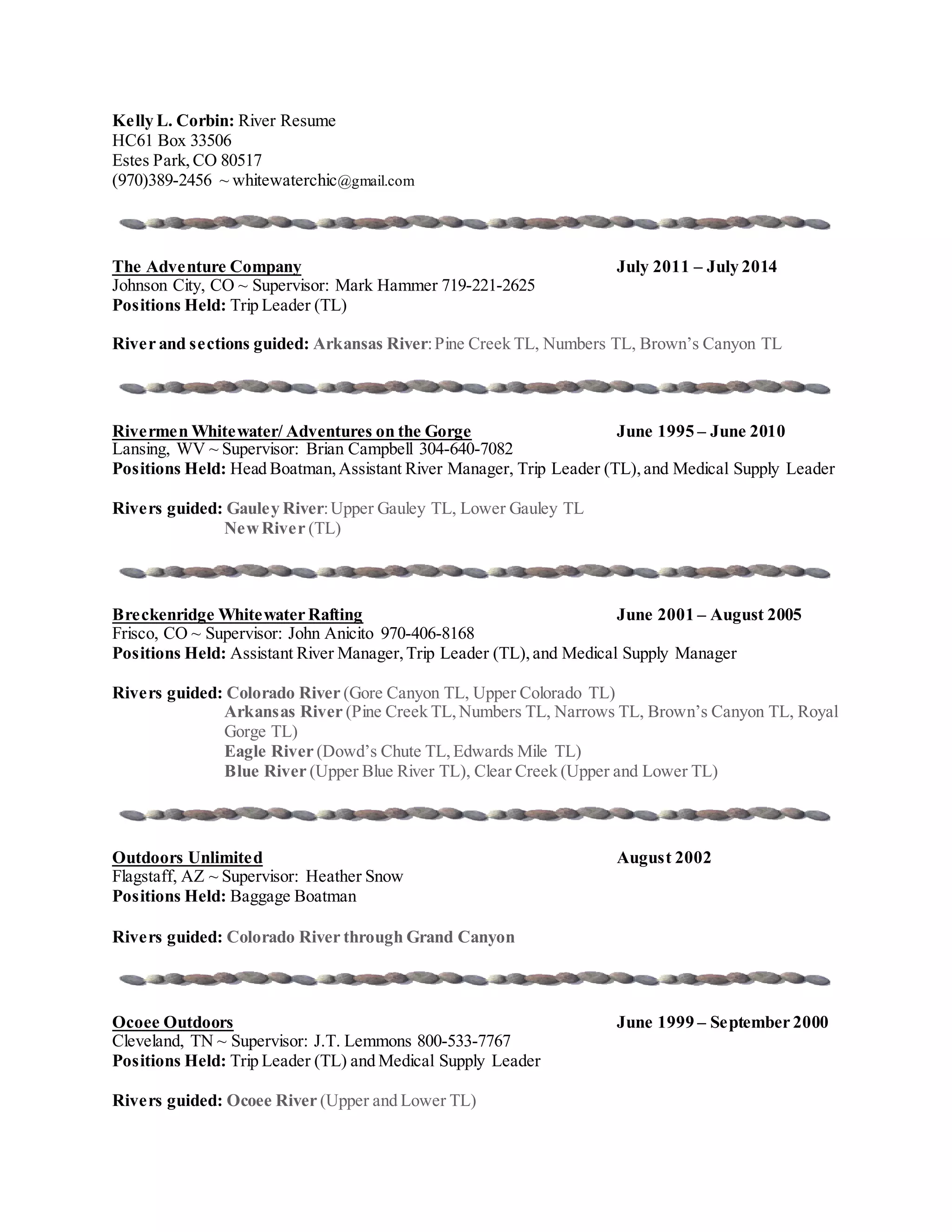 Kelly Corbin River Resume | DOCX