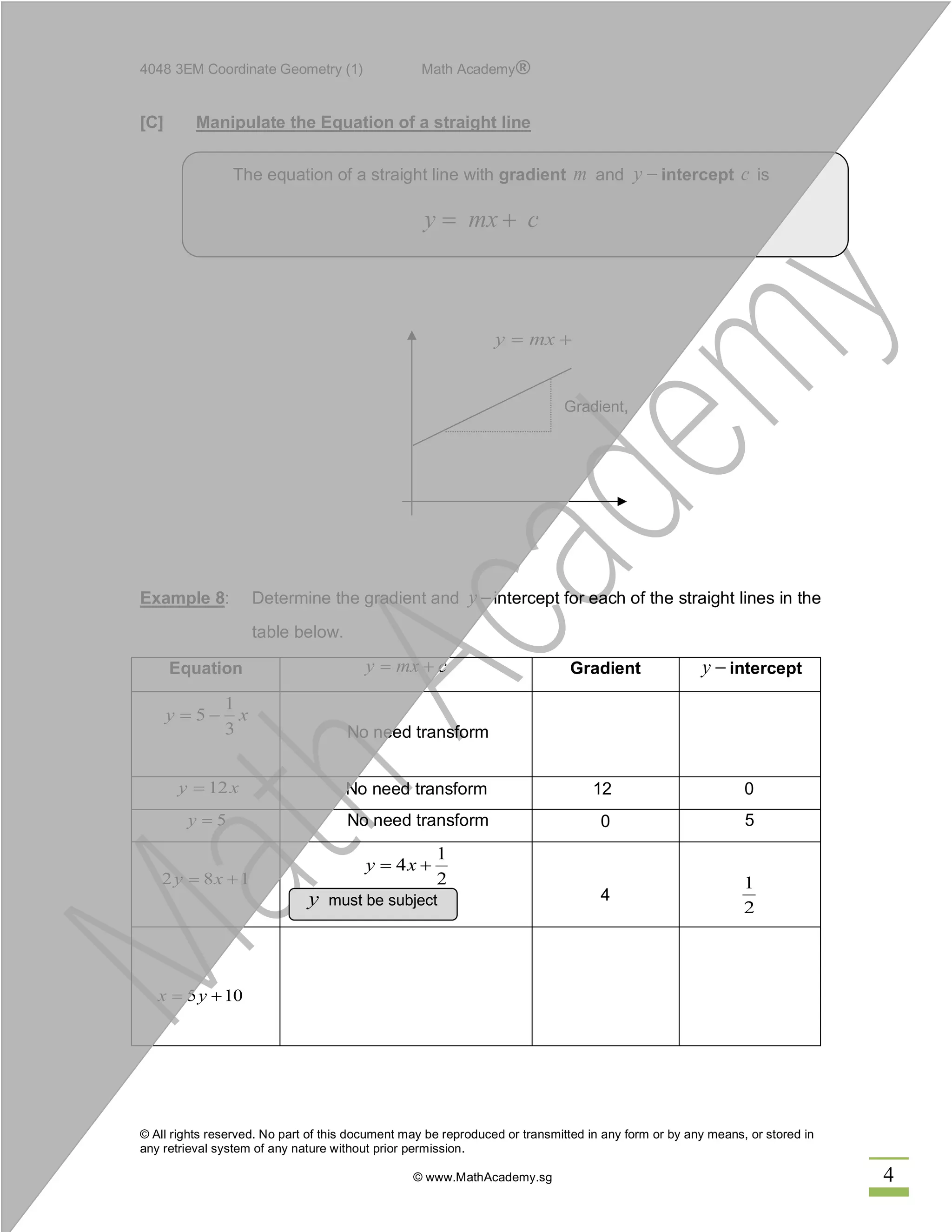 Sec 3 E Maths Notes Coordinate Geometry | PDF
