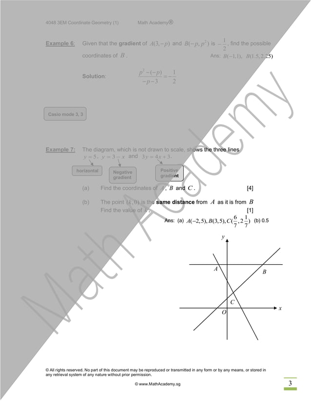 Sec 3 E Maths Notes Coordinate Geometry | PDF