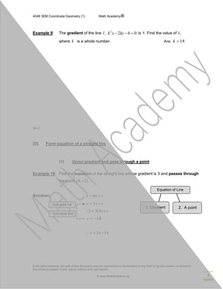 Sec 3 E Maths Notes Coordinate Geometry | PDF
