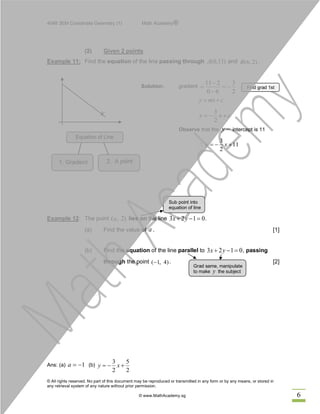 Sec 3 E Maths Notes Coordinate Geometry | PDF