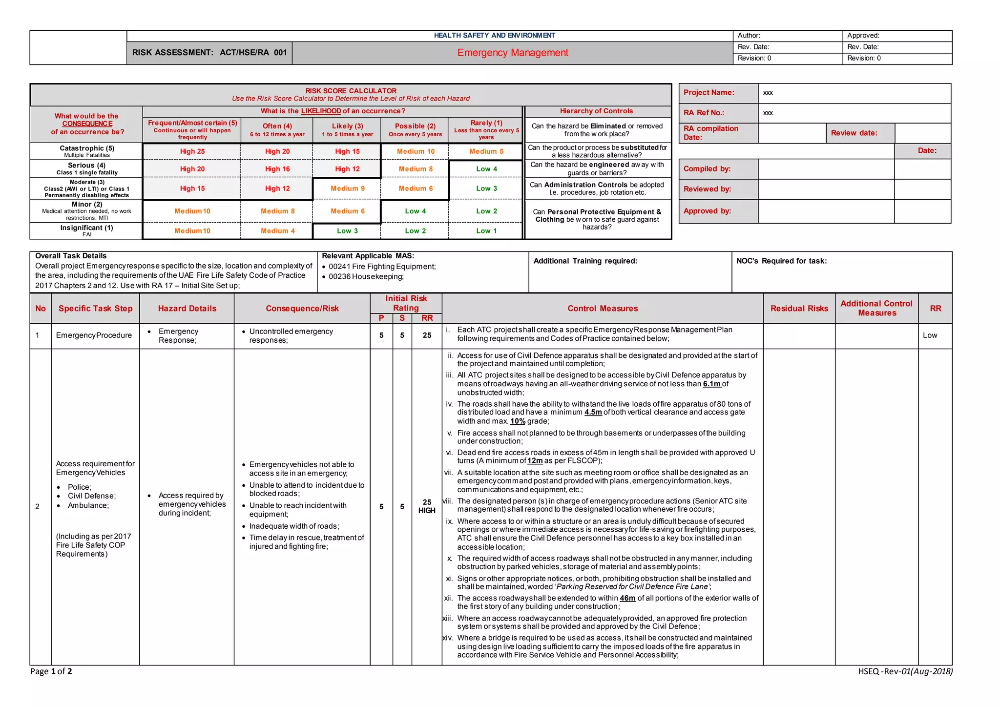 3 emergency management risk assessment templates | DOCX