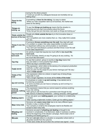 English idioms relating to business work | DOC
