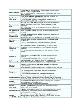 English idioms relating to business work | DOC