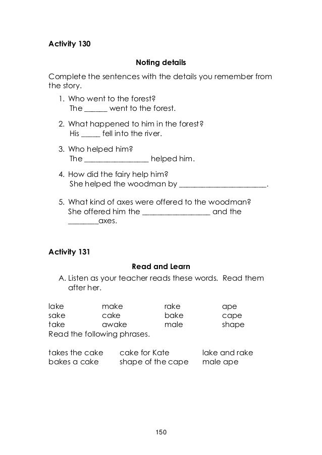 Noting Details Worksheet