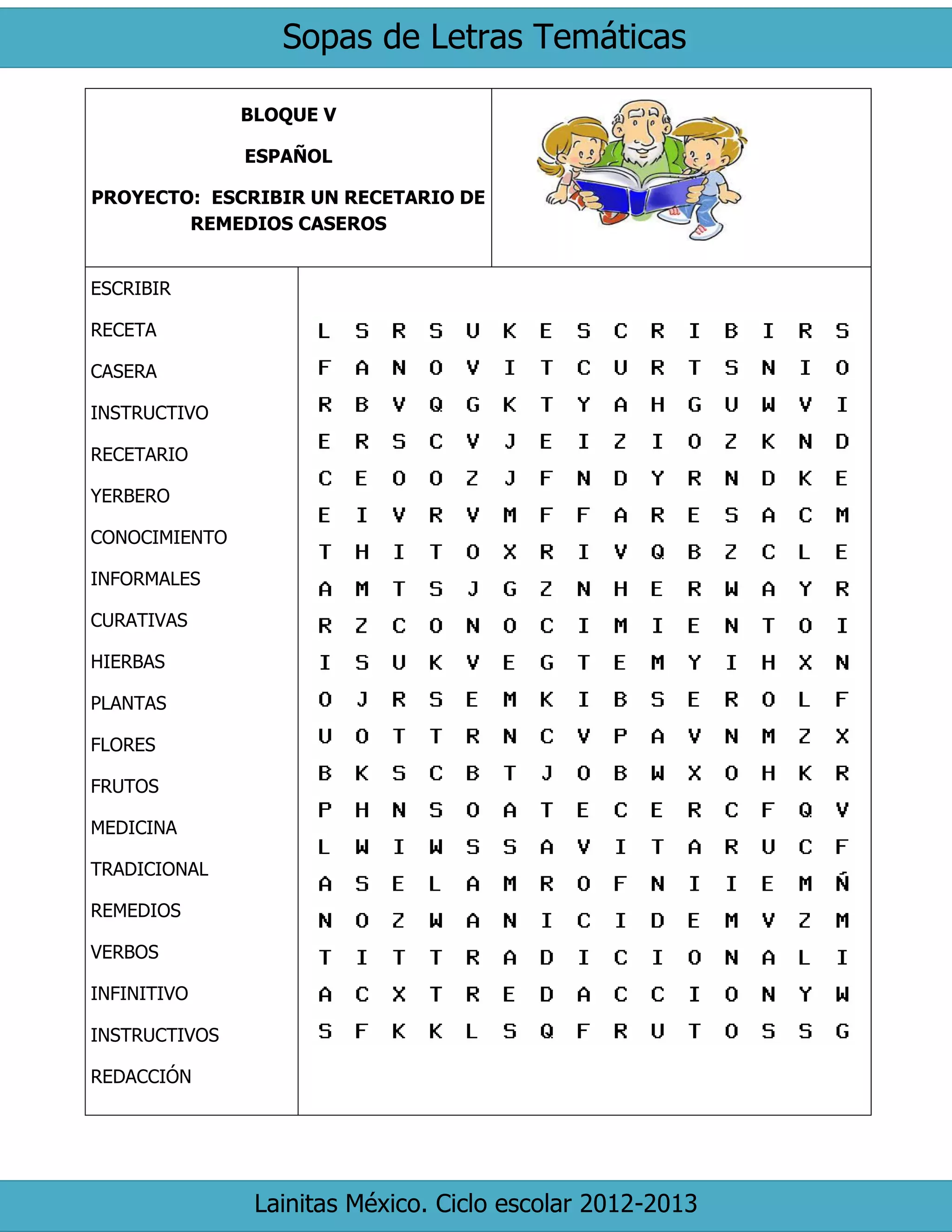3er Grado Bloque 5 Sopa De Letras Pdf