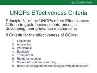 Community-Driven Operational Grievance Mechanism (OGM) | PPTX