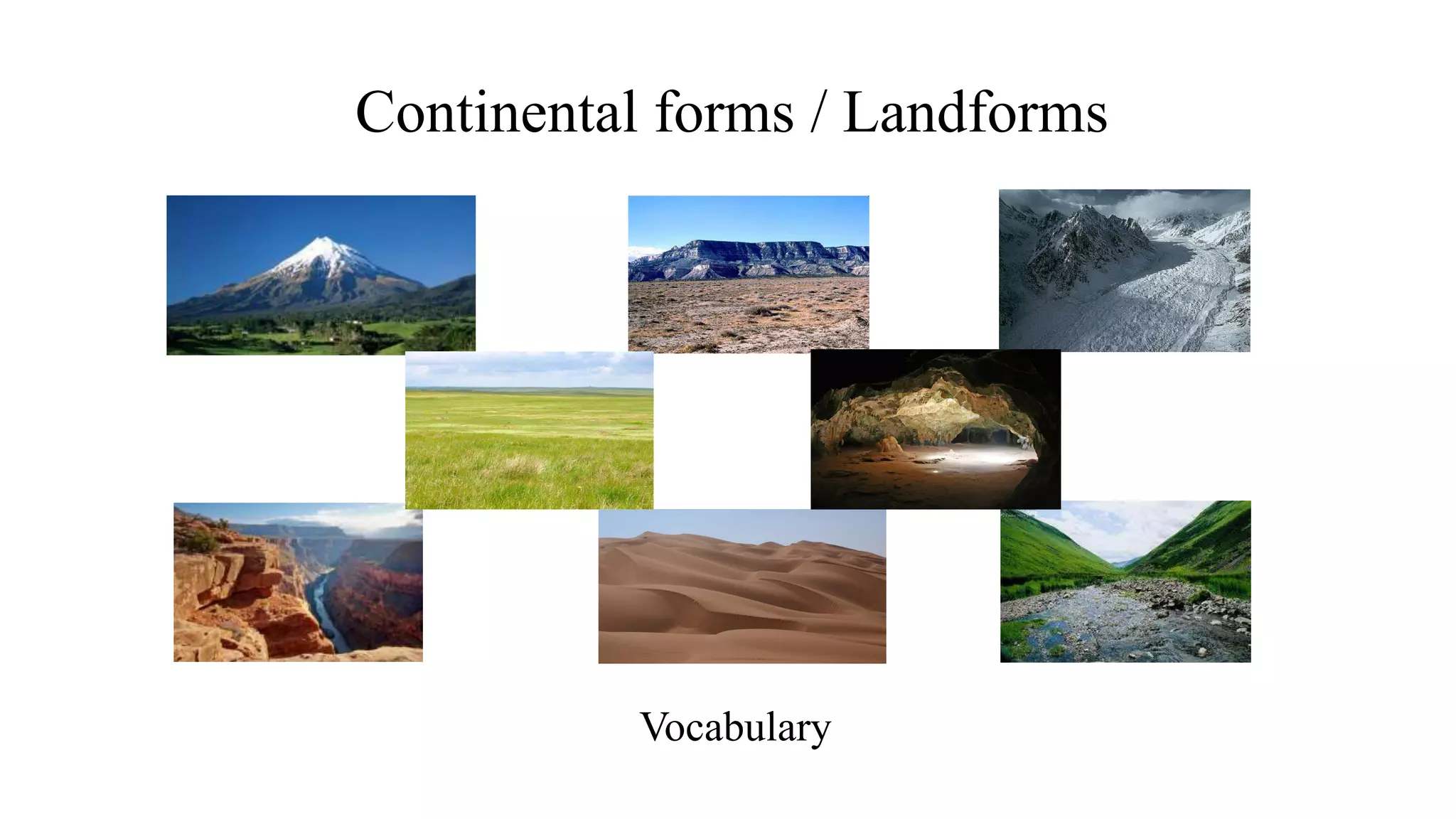 Continental forms vocabulary (3º ESO). | PPTX