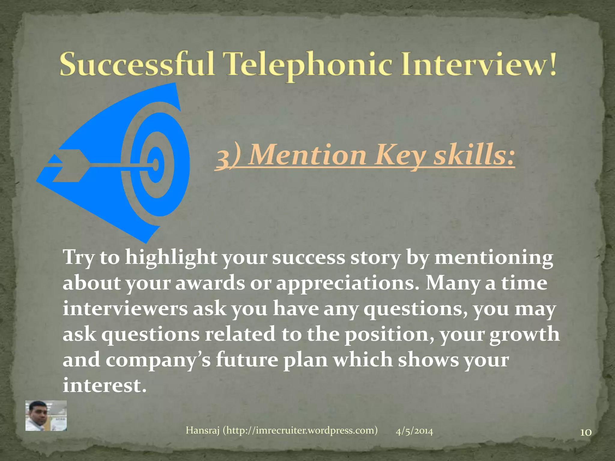 3 essentials for a successful telephonic interview | PPT