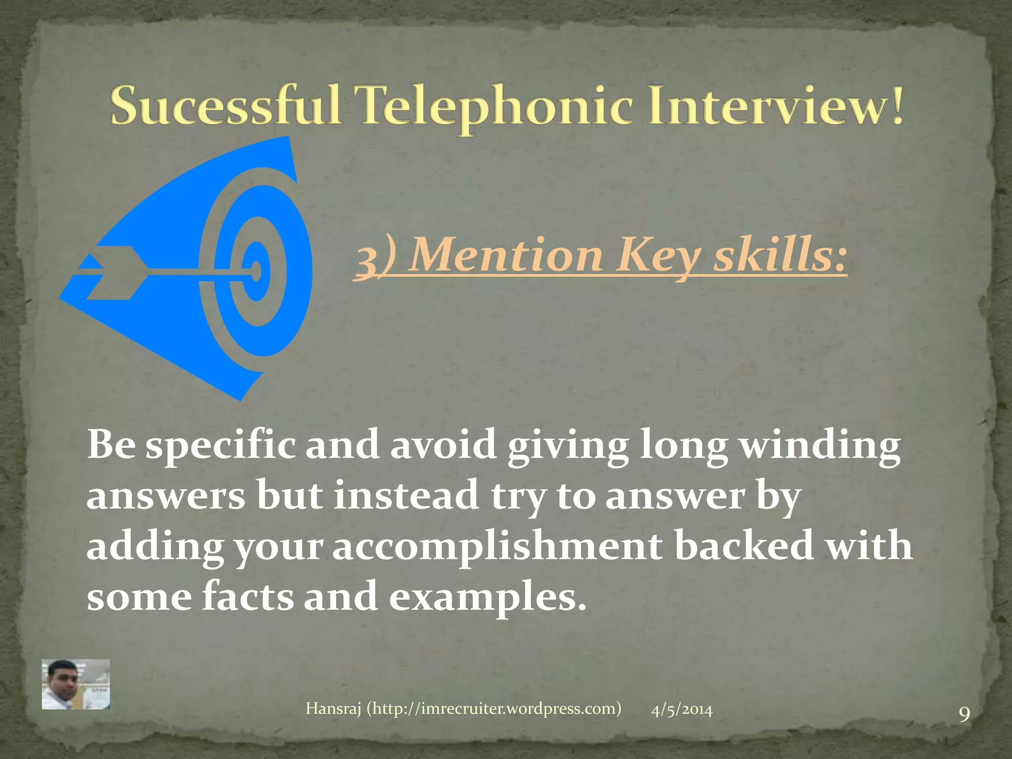 3 essentials for a successful telephonic interview | PPT