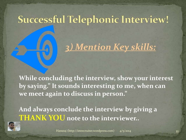 3 essentials for a successful telephonic interview | PPT