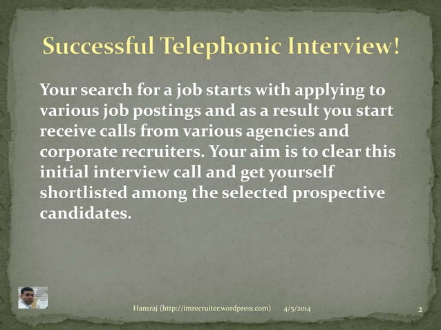 3 essentials for a successful telephonic interview | PPT