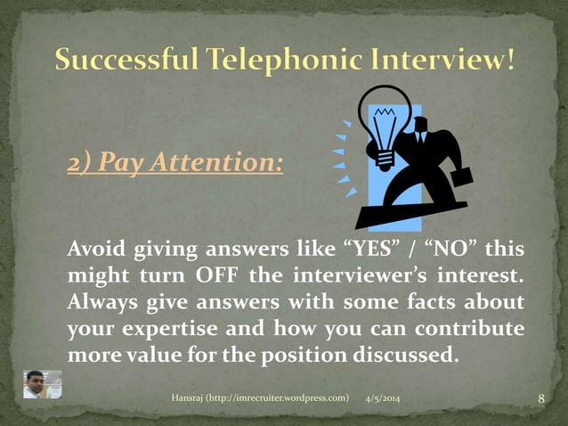 3 essentials for a successful telephonic interview | PPT