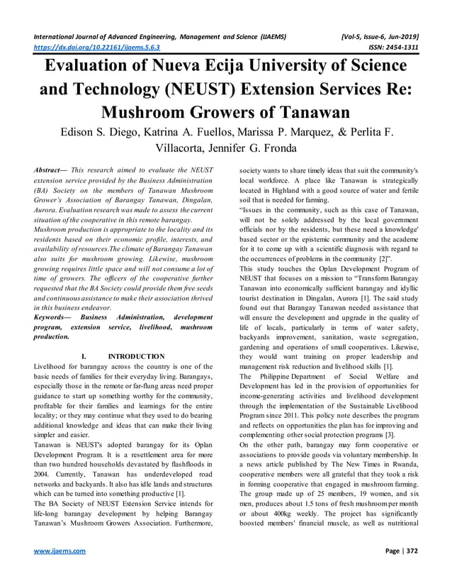 Evaluation of Nueva Ecija University of Science and Technology (NEUST ...