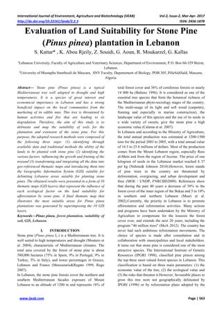 Evaluation of Land Suitability for Stone Pine (Pinus pinea) plantation ...