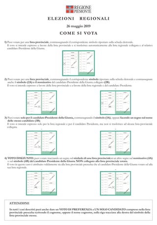 Come si vota Piemonte 2019 | PDF