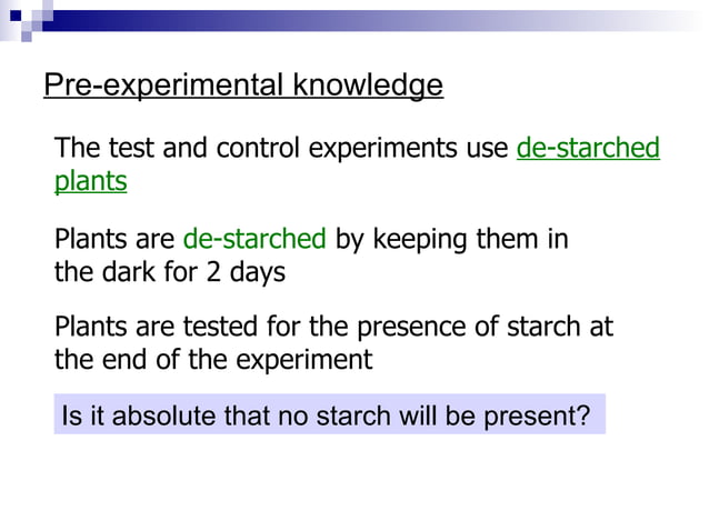 Chapter 7 Nutrition in Plants Lesson 3 - Experiments testing for ...