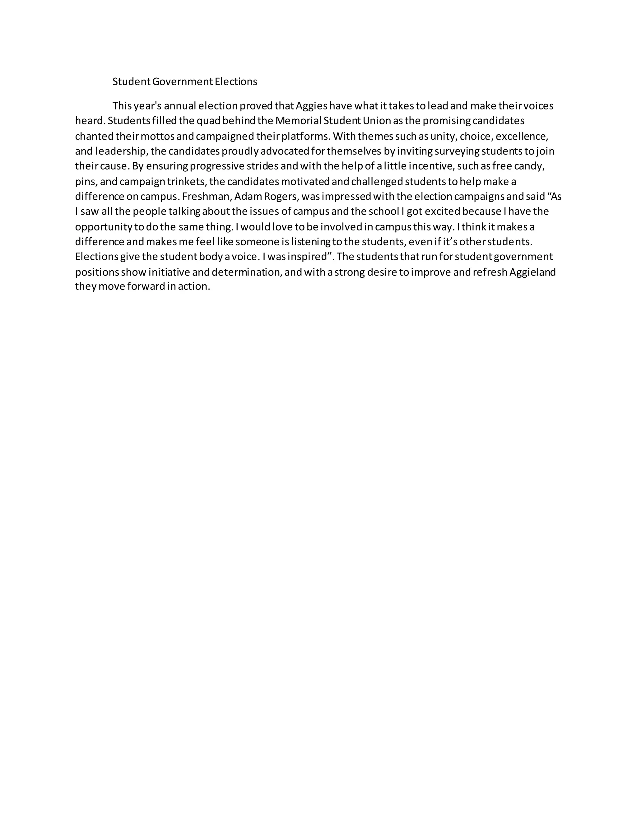 Student Government Elections | DOCX