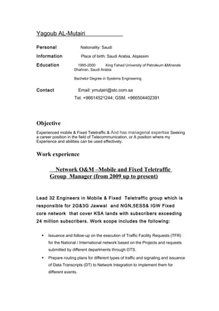 Yagoub AL Mutairi CV 3-3-2016 | DOC