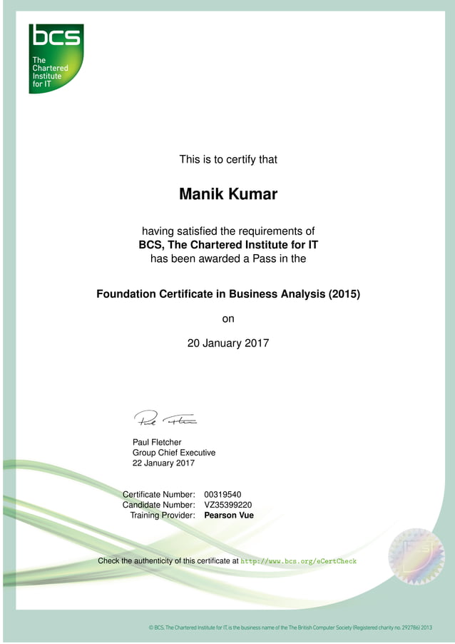 BCS Certificate Foundation | PDF