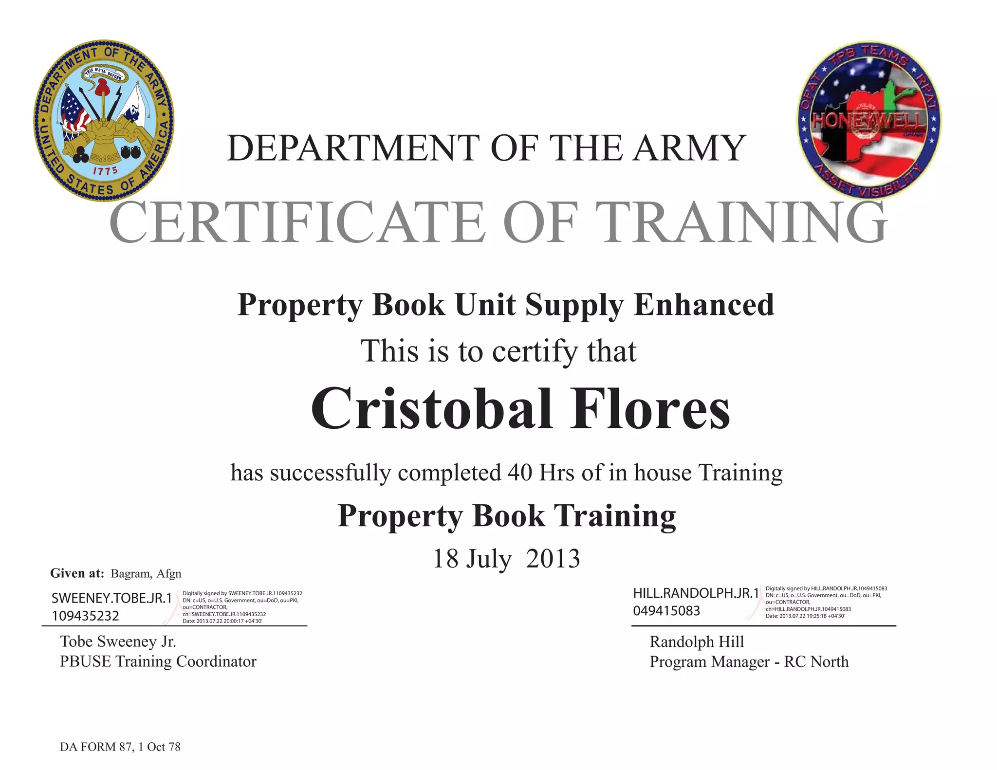 Cristobal PBUSE Certification | PPT