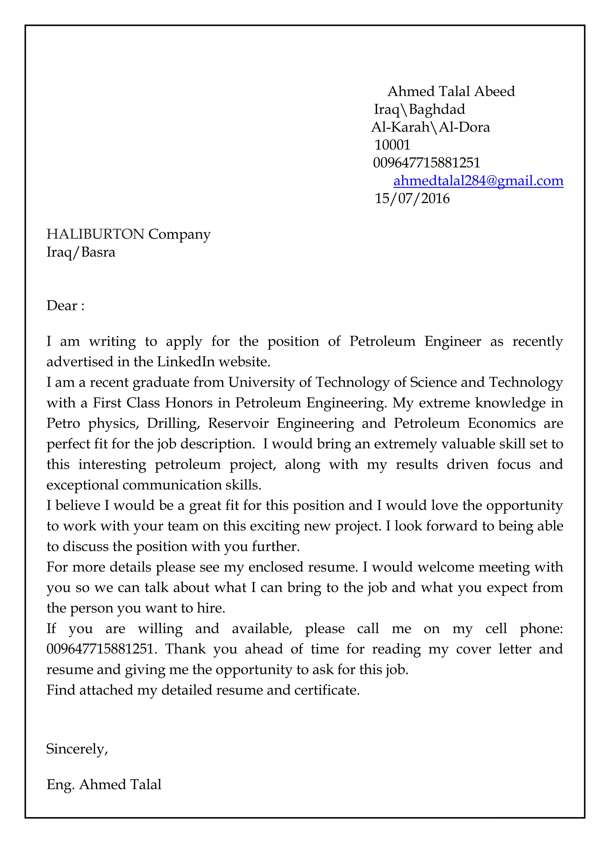 my cover letter | PDF