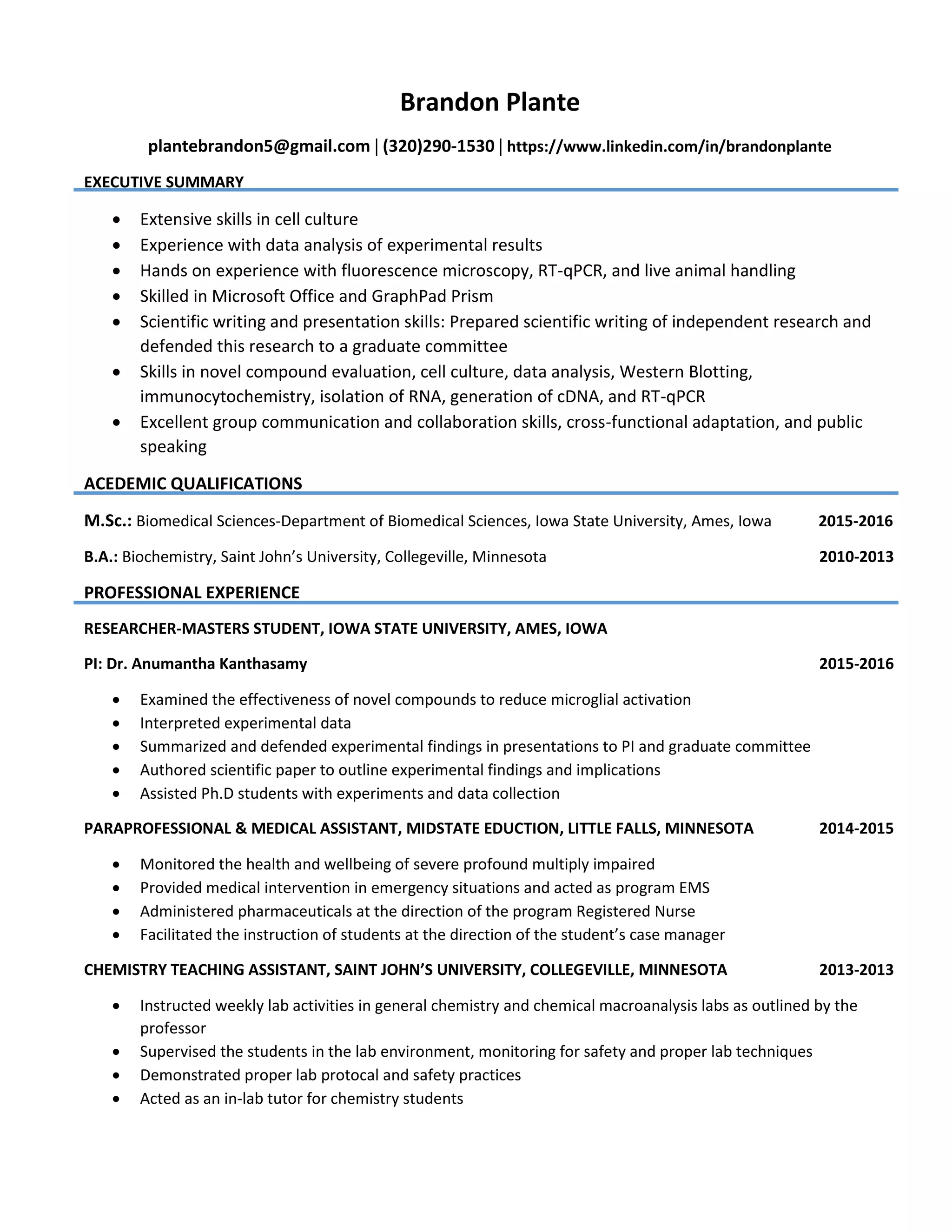 Brandon Plante Resume | PDF