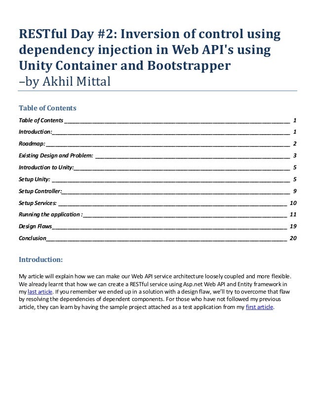 Inversion Of Control Using Dependency Injection In Web