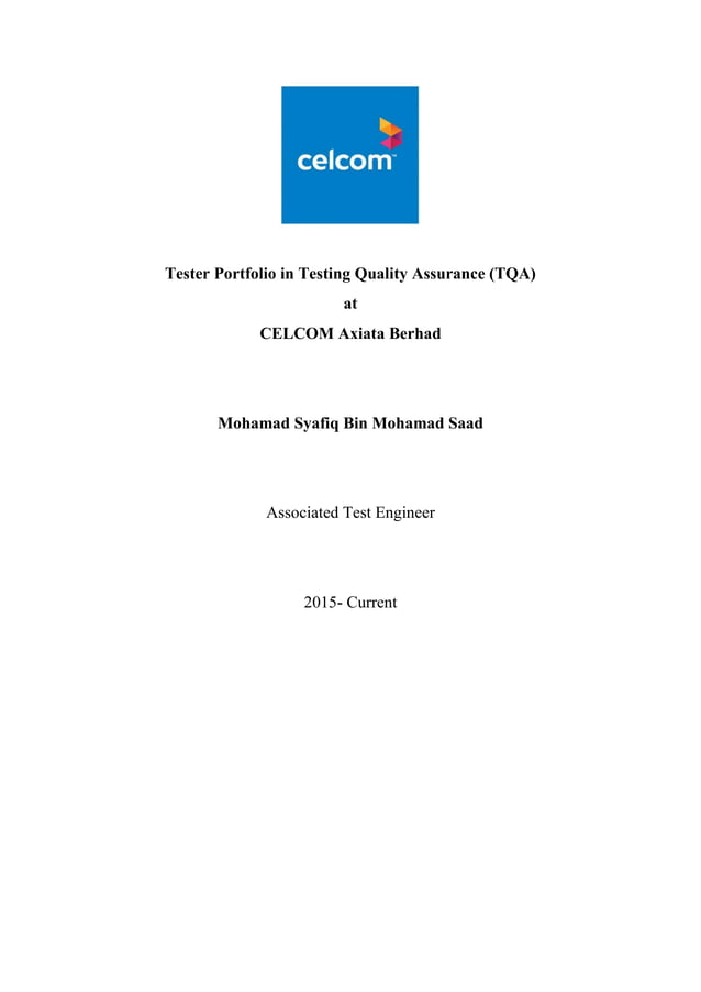 Tester Portfolio in Testing Quality Assurance MS | PDF