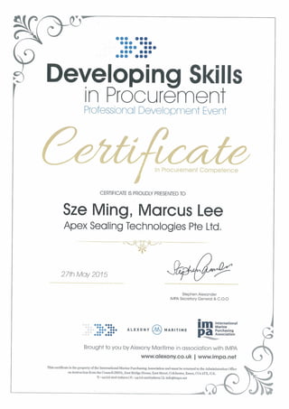 CERTIFICATE - DEVELOPING SKILLS IN PROCUREMENT | PDF
