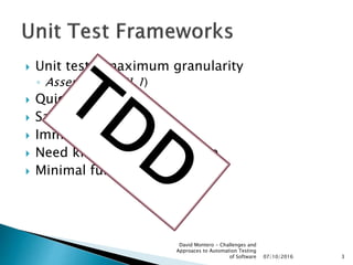 Challenges and approaches to automating testing of software | PPT