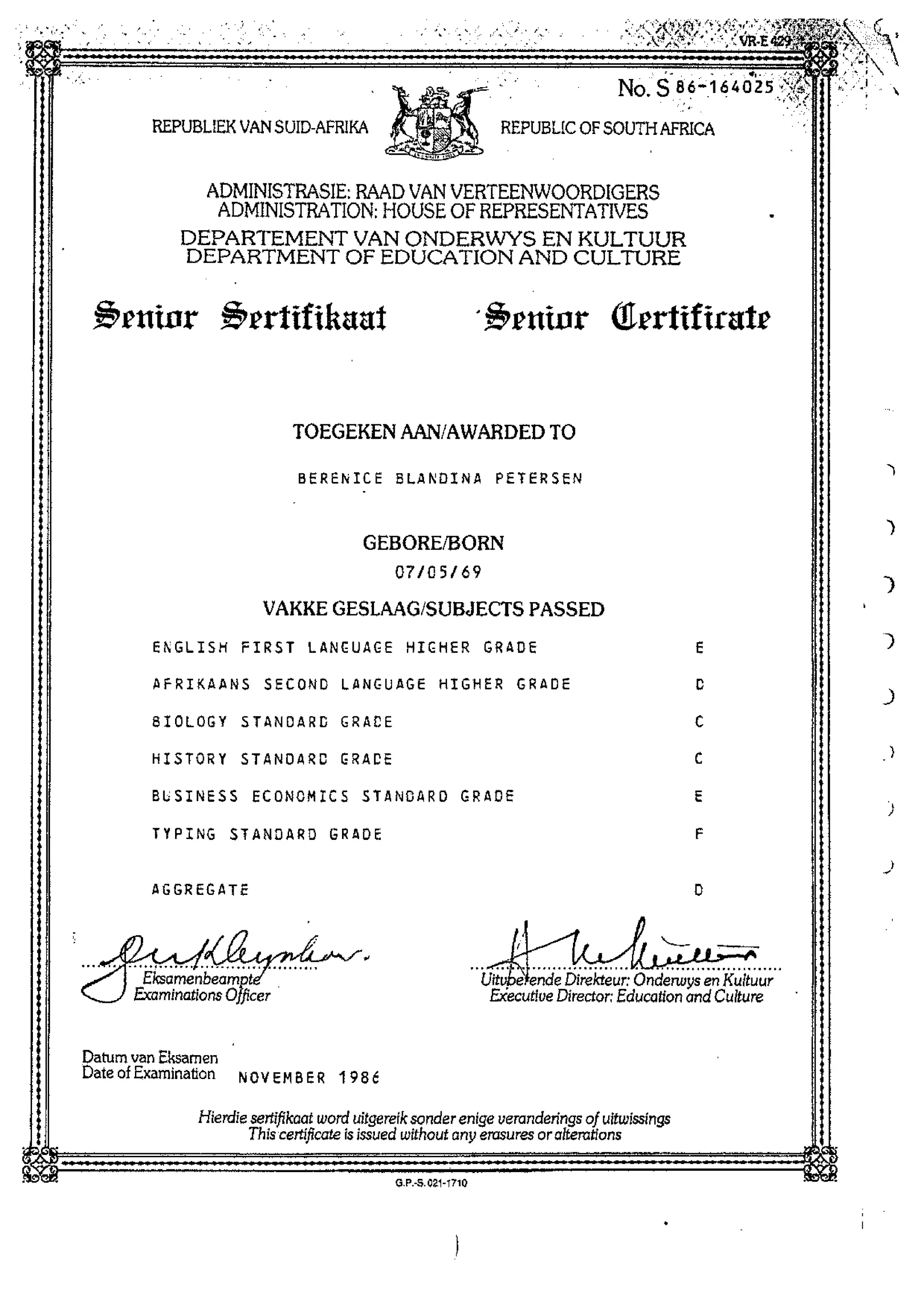 Senior Certificate | PDF | Free Download