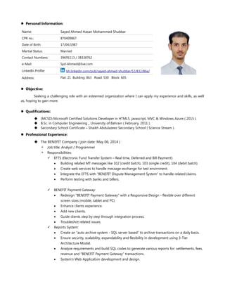 CV _ Sayed Ahmed Shubbar | PDF