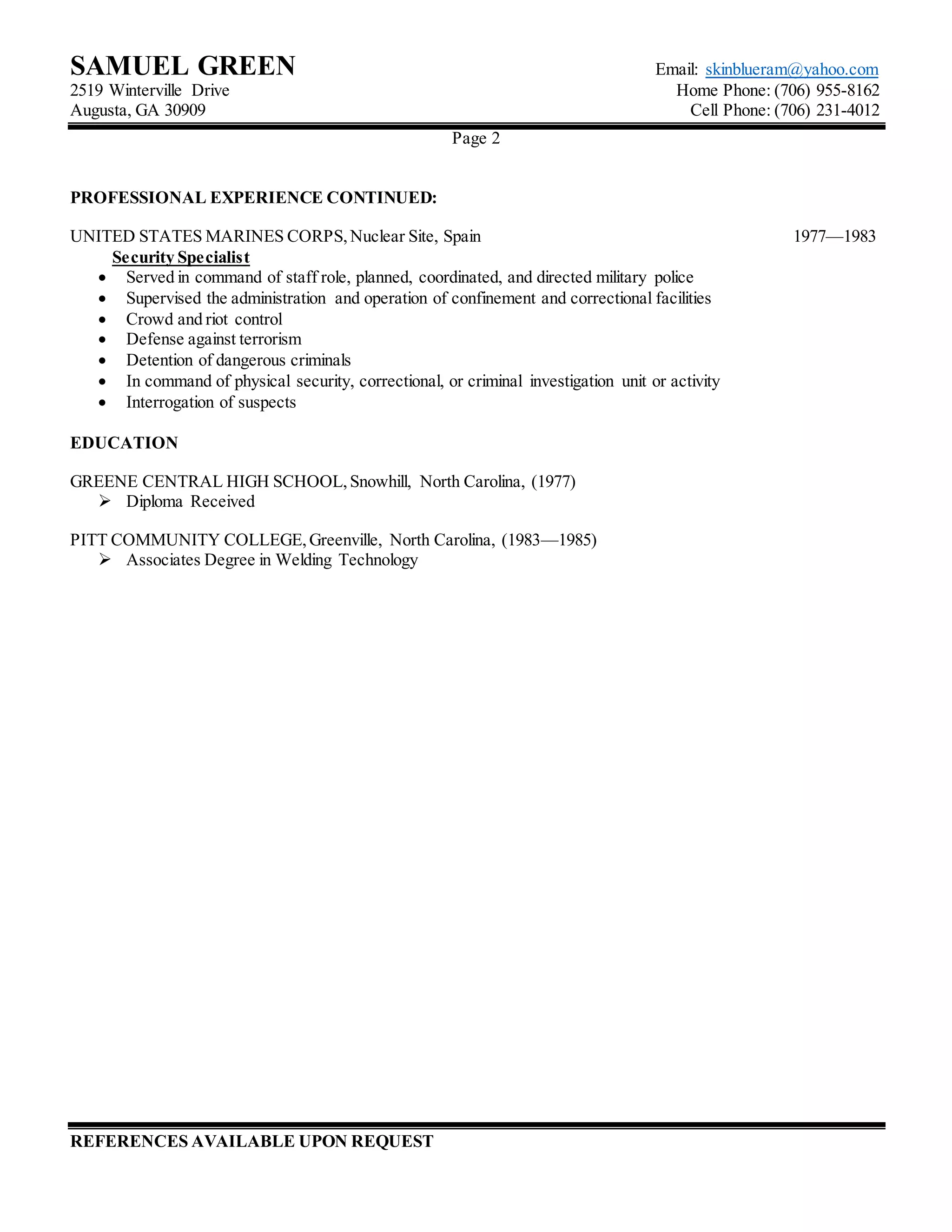 Green Samuel Resume | PDF