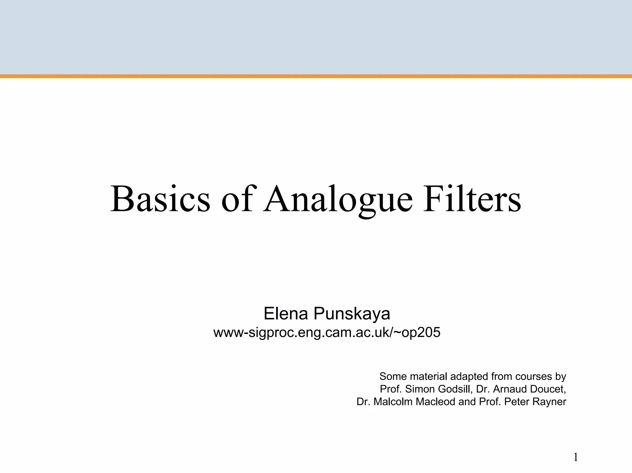 Basics of Analogue Filters | PDF