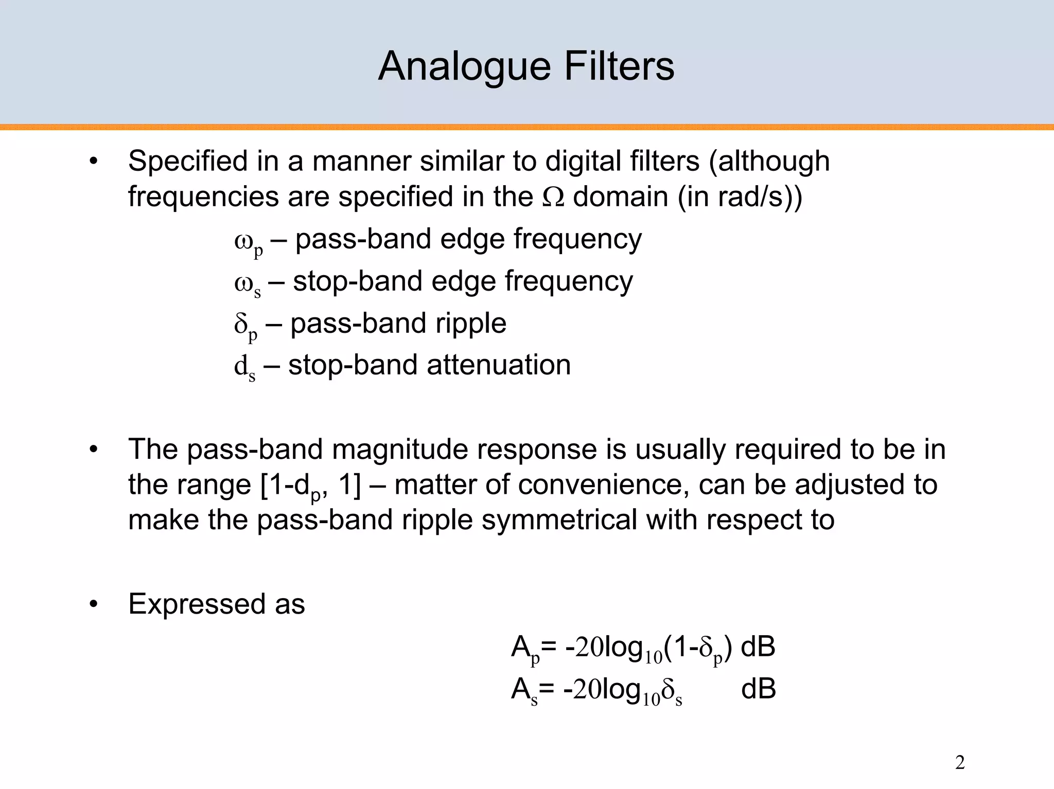 Basics of Analogue Filters | PDF