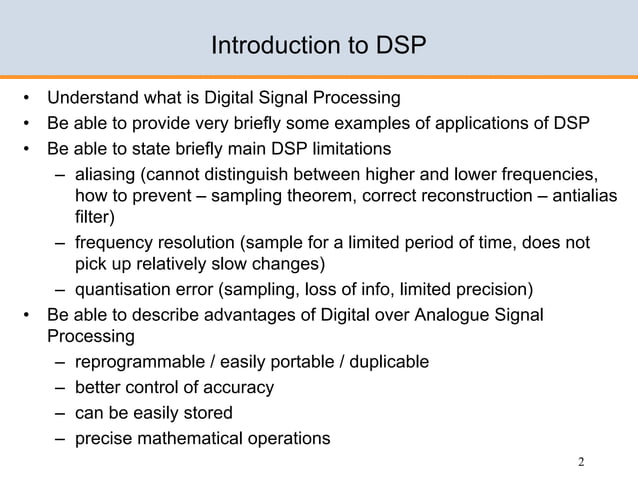 Digital Signal Processing Summary | PPT