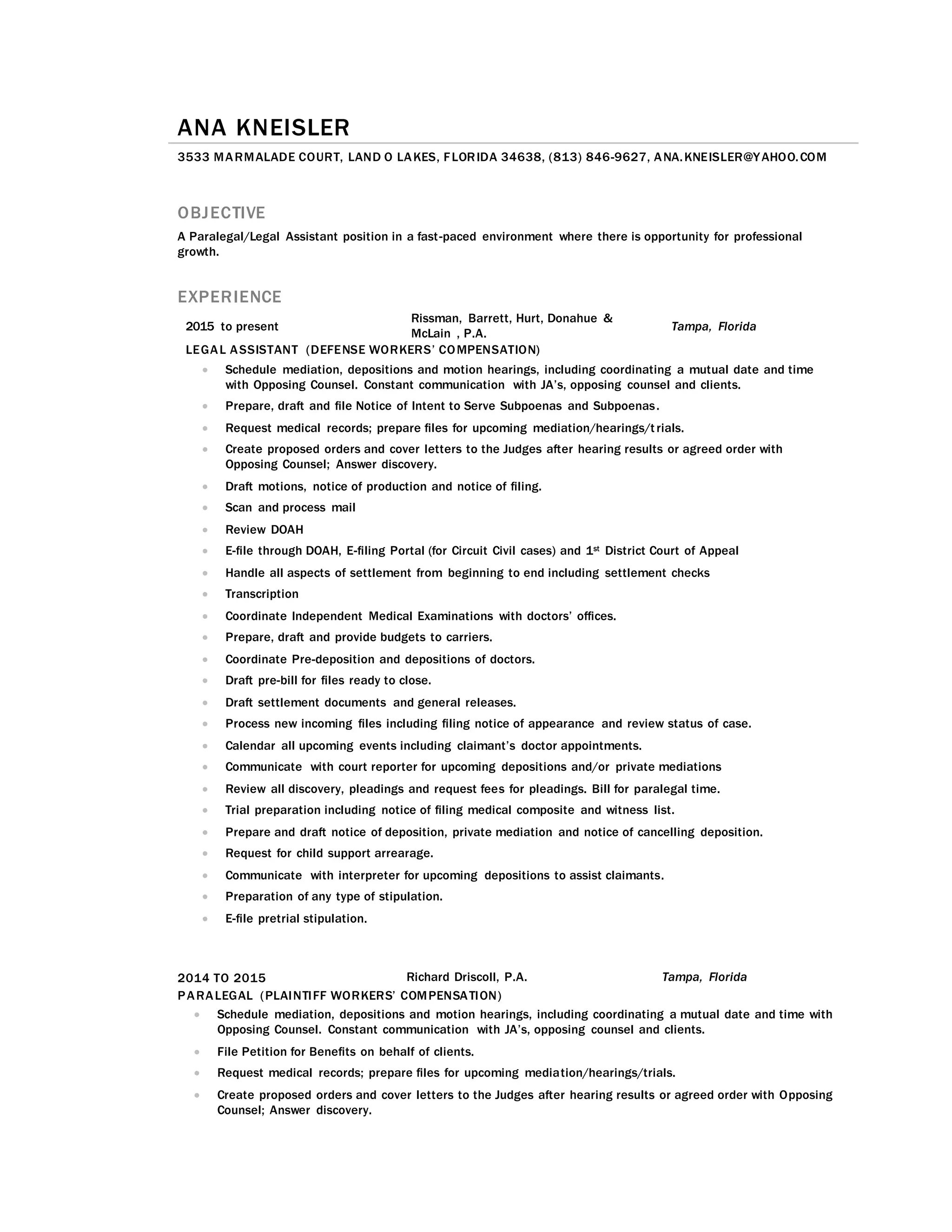 Ana's Resume | DOCX | Legal Services Industry | Industries