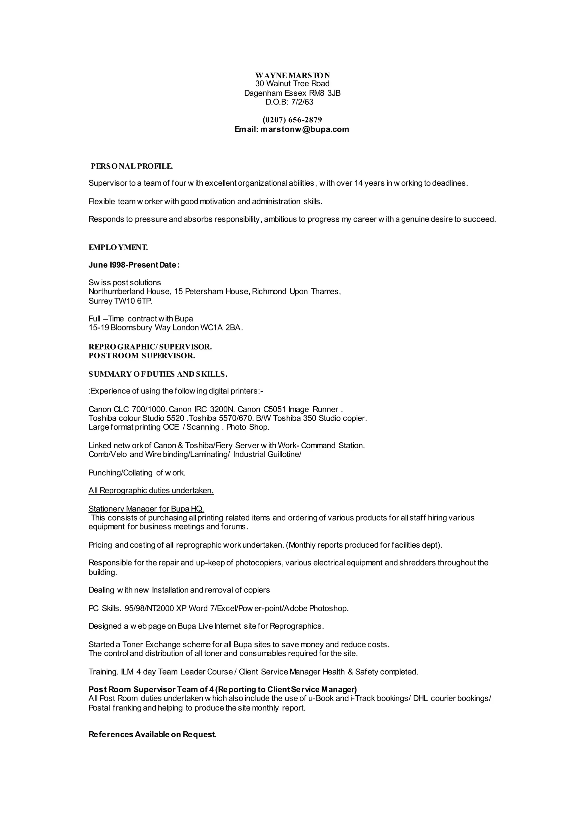 CV Wayne Marston | DOCX