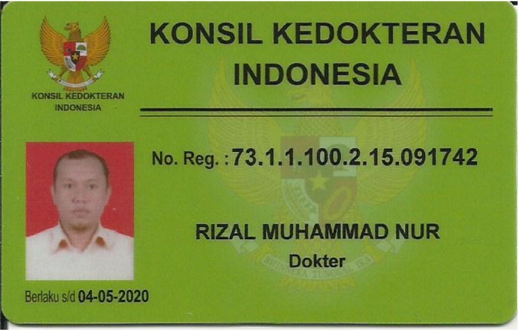 Physician Licence Indonesia Medical Council-Dr Rizal Muhammad Nur Physician Licence Indonesia Medical Council-Dr Rizal Muhammad Nur