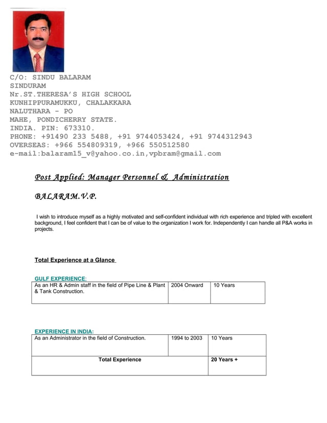 BALARAM-UPDATED CV. | PDF