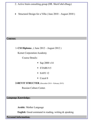 Mohamed.Mahrous_CV | DOC | Civil Engineering Industry | Industries