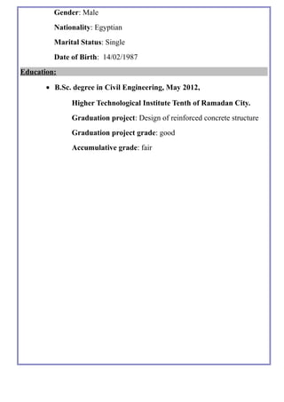 Mohamed.Mahrous_CV | DOC | Civil Engineering Industry | Industries