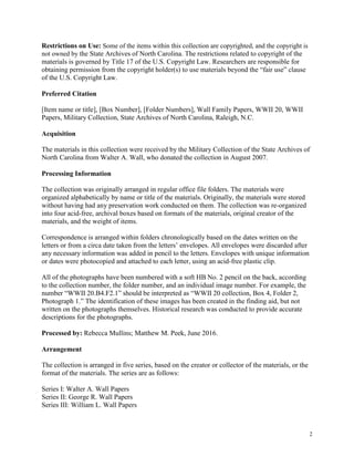 WWII 20 Wall Family Papers_Finding Aid | PDF