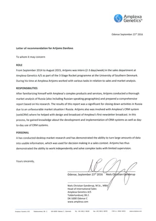 Amplexa letter of reference | PDF